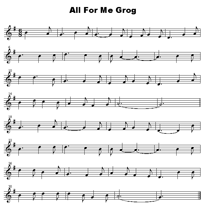 All For Me Grog Sheet Music - Celtic Music Archives